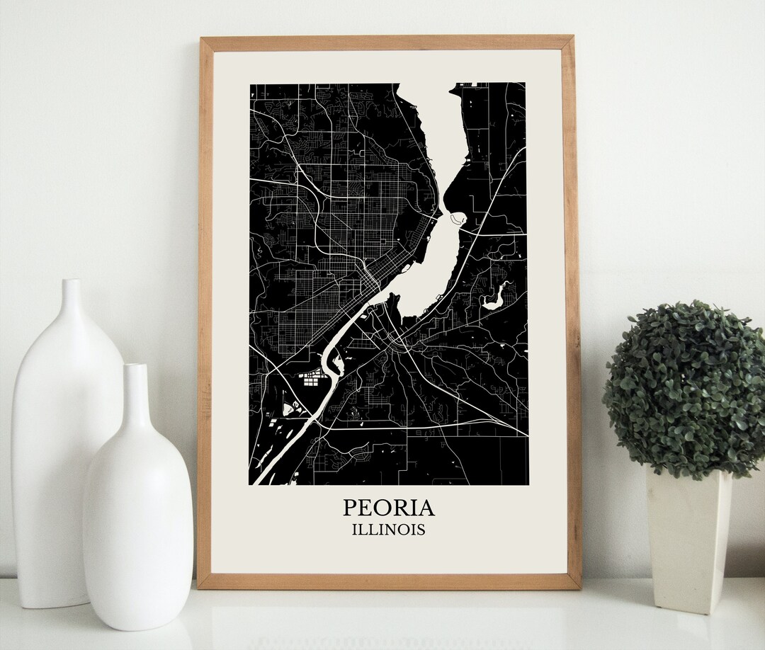 Peoria Illinois Map, Peoria IL Poster, Illinois Print, Downstate ...