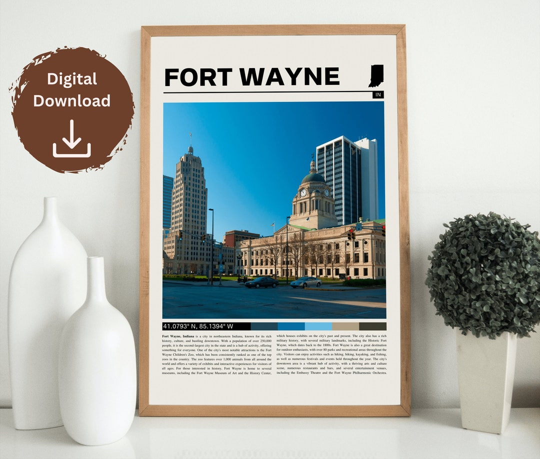 Fort Wayne Indiana Poster Digital Download, Ft. Wayne IN Print, Fort ...