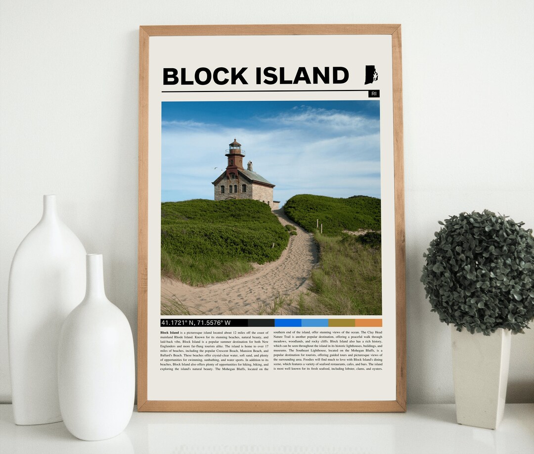 Block Island RI Poster, Block Island Gift, Rhode Island Poster, New ...
