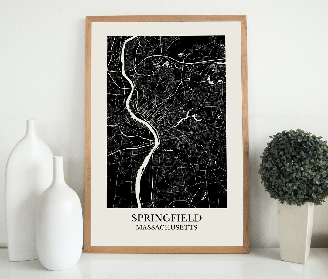 Springfield Massachusetts Map, Springfield MA Poster, Massachusetts ...
