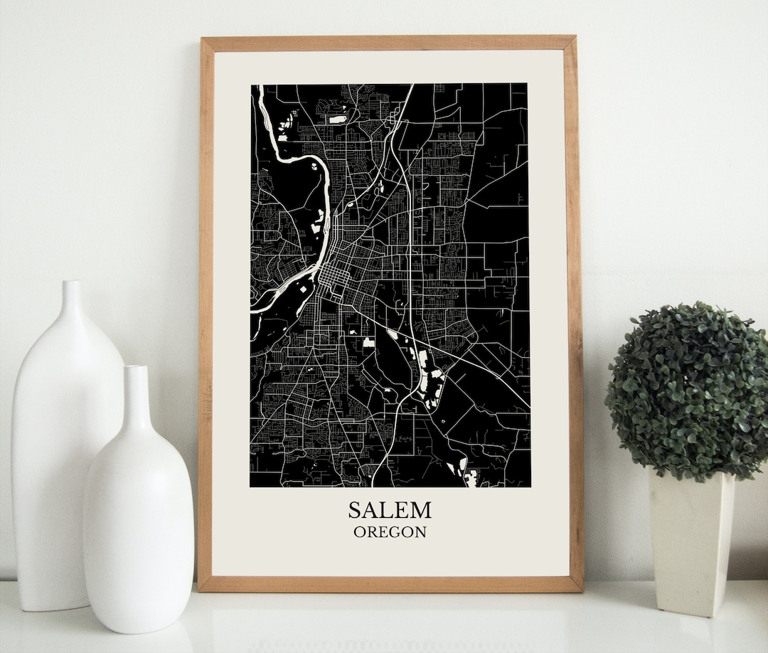 Salem Oregon Map, Salem OR Poster, Oregon Print, Pacific Northwest ...