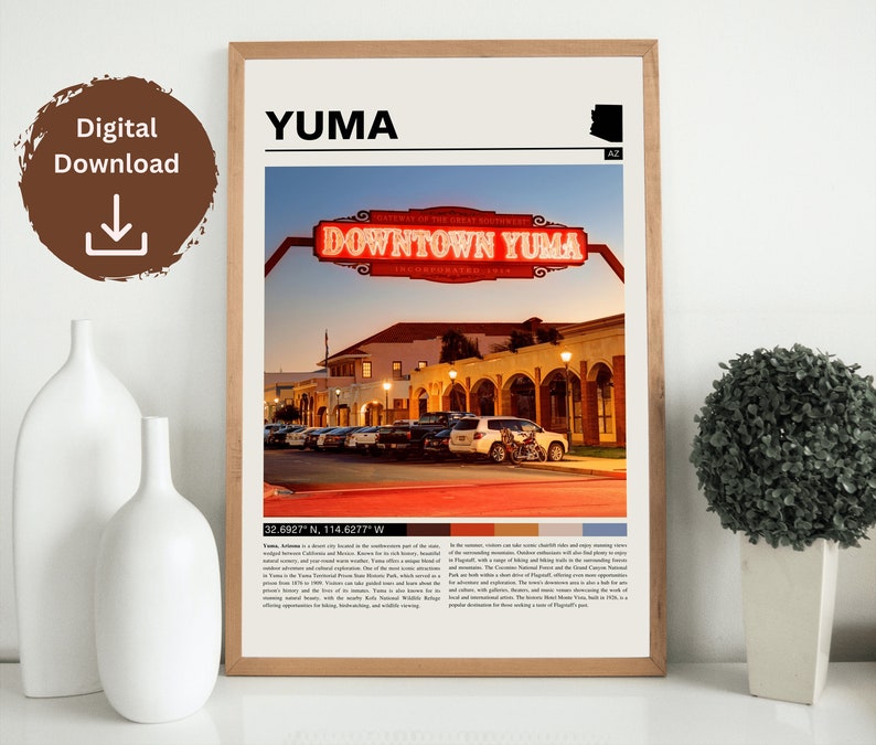 Yuma Arizona Poster Digital Download, Yuma AZ Print, Arizona Wall Art ...
