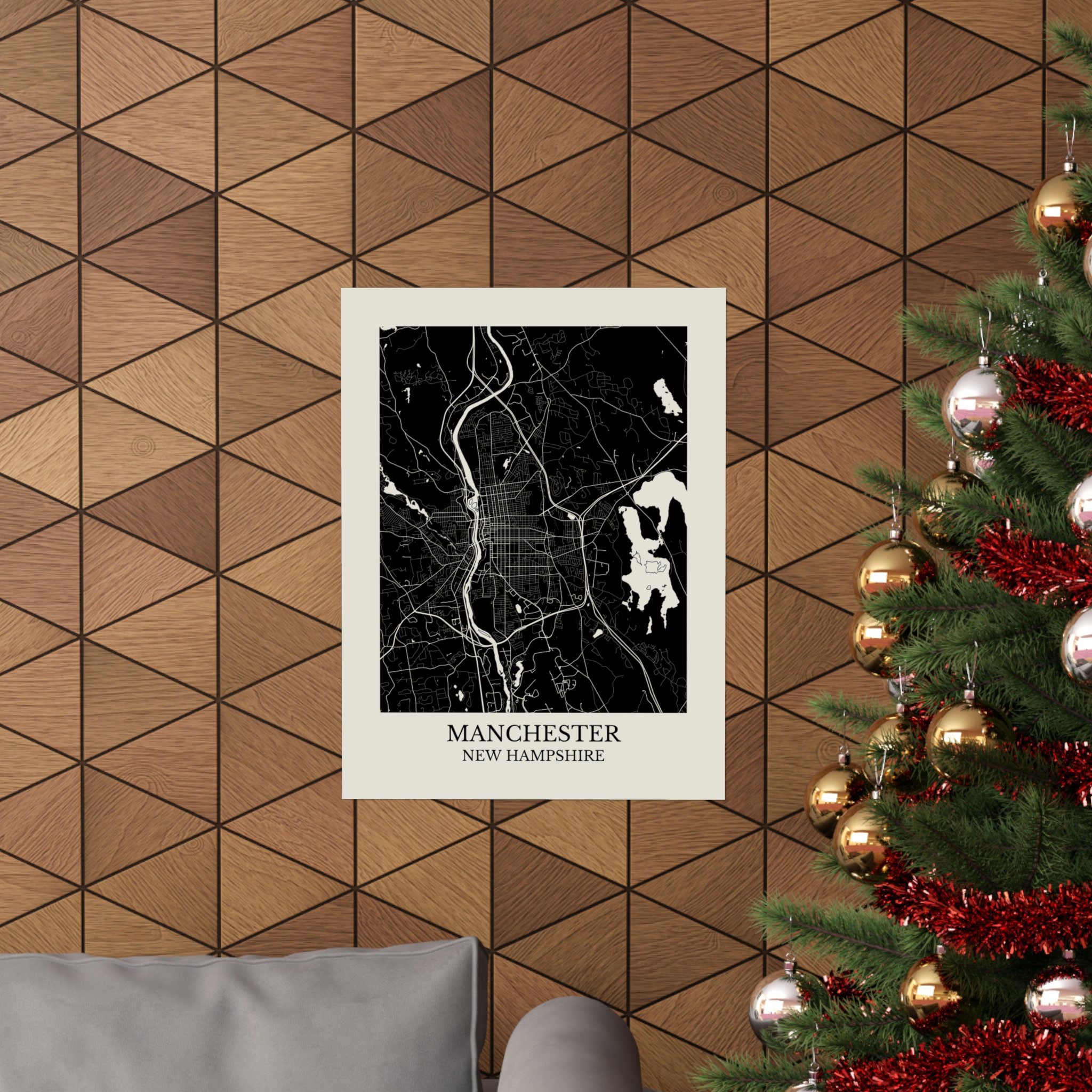 Manchester New Hampshire Map Manchester NH Poster New - Etsy