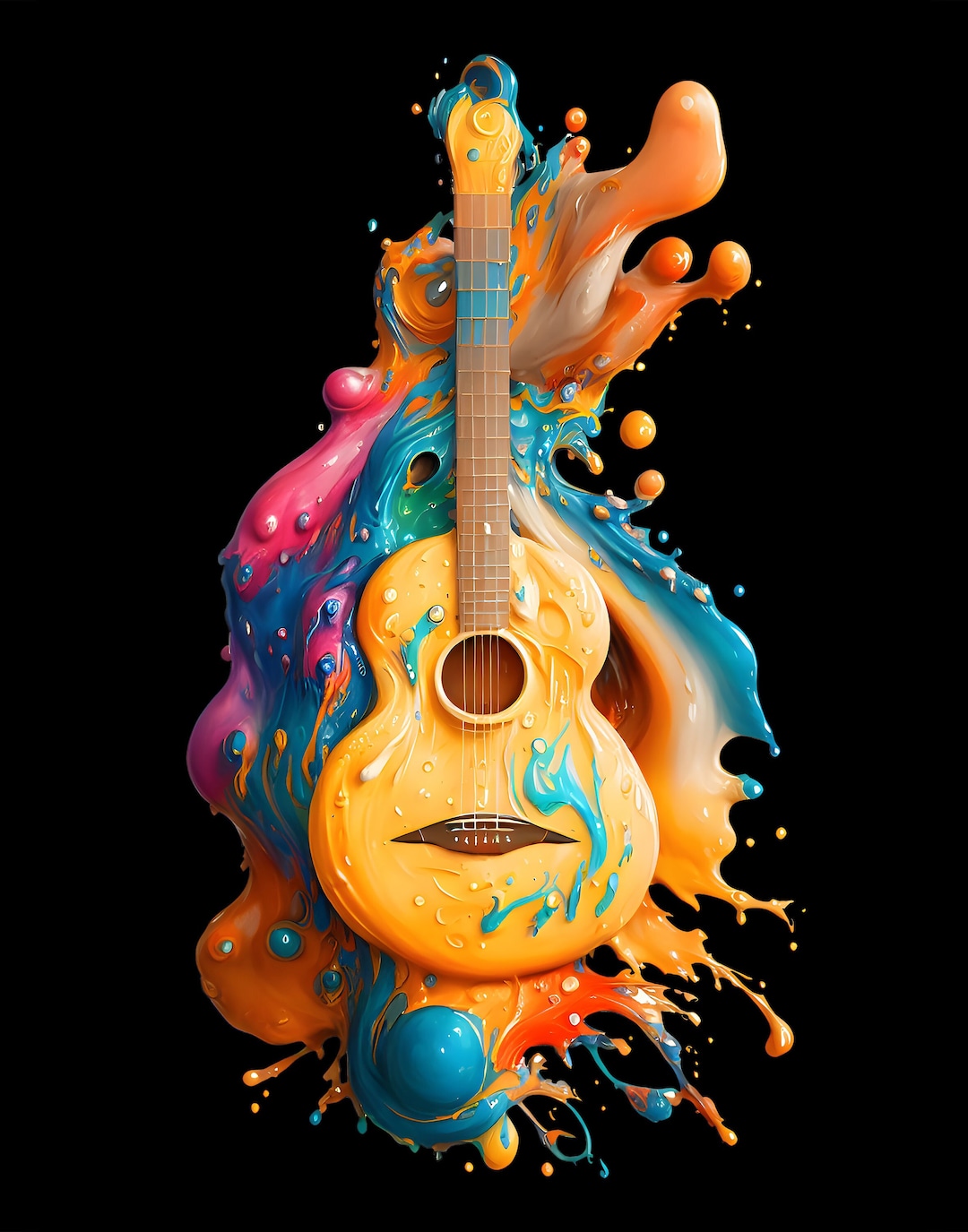 Guitar Wall Art | Guitar Print | Acoustic Guitar | Abstract Painting ...