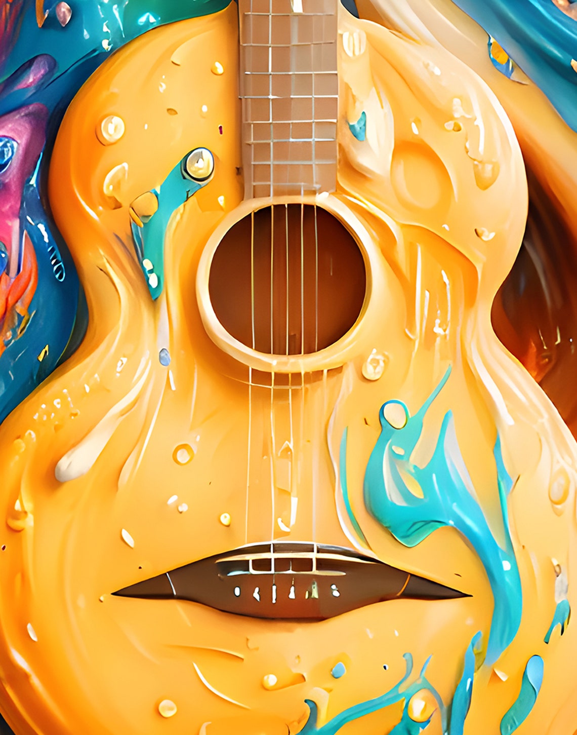 Guitar Wall Art | Guitar Print | Acoustic Guitar | Abstract Painting ...