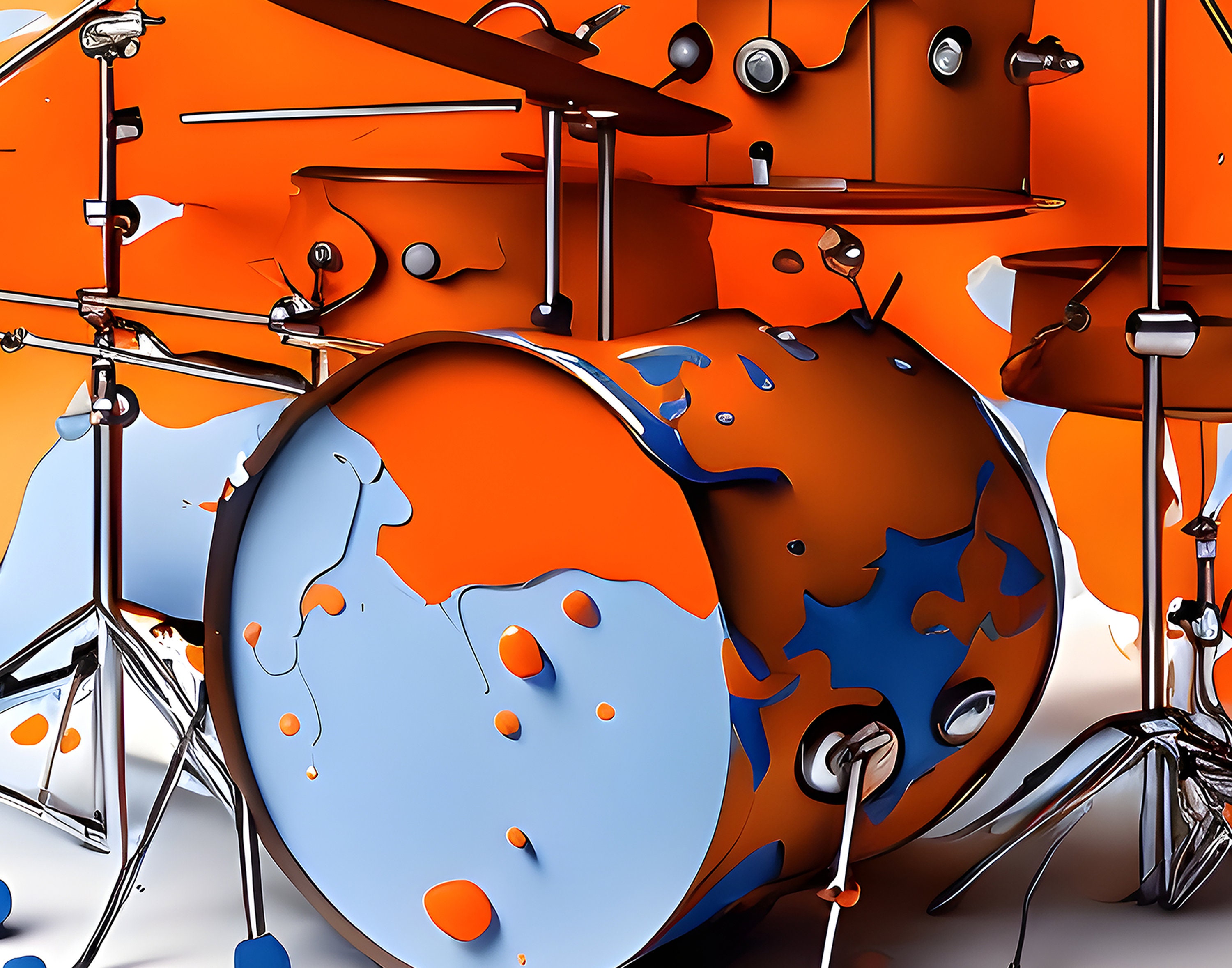 Drums Wall Art | Percussion Print | Drum Set Poster | Abstract Painting ...