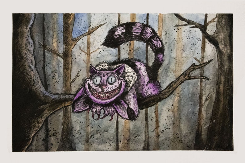Cheshire Cat ORIGINAL Art Alice in Wonderland Watercolor - Etsy