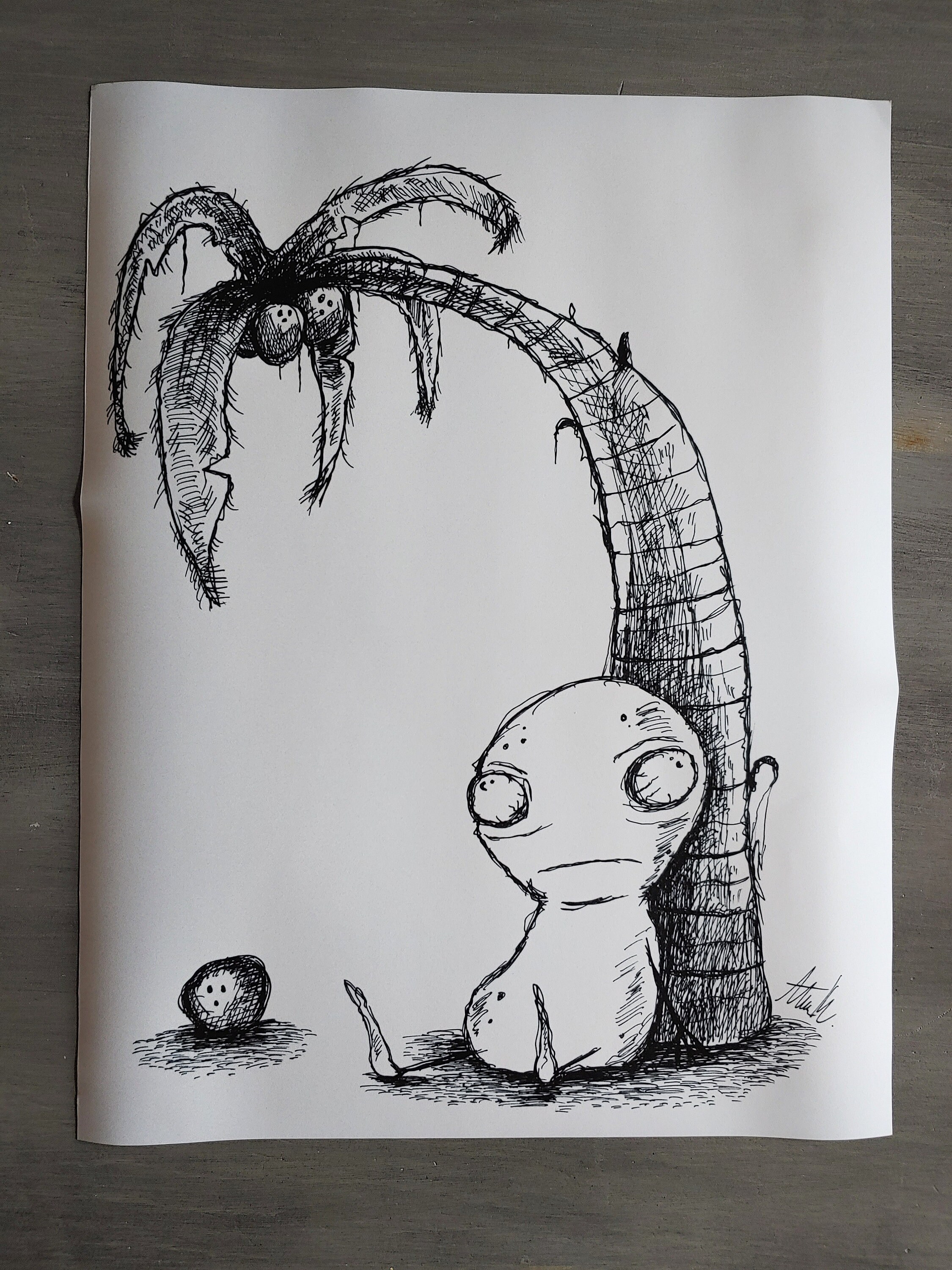 The Ol' Thinking Tree PRINT Drawing Pen and Ink Drawing Drawing 11x14 ...