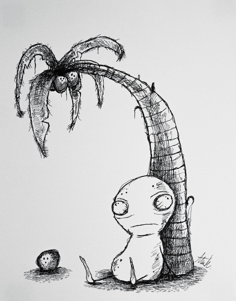 The Ol' Thinking Tree PRINT Drawing Pen and Ink Drawing Drawing 11x14 ...