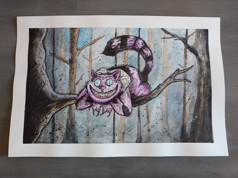 Cheshire Cat ORIGINAL Art Alice in Wonderland Watercolor - Etsy
