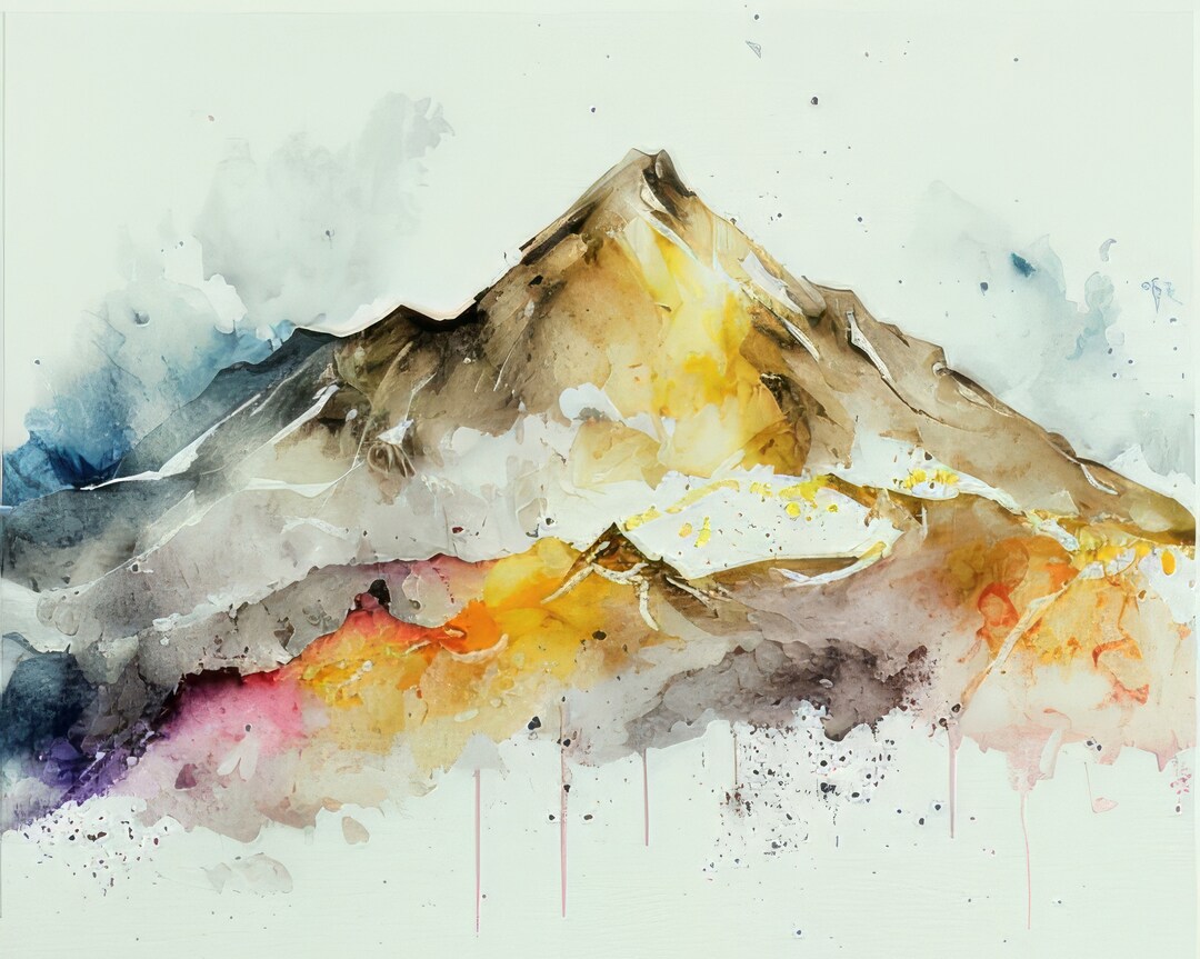 Printable Water Colored Mountain - Etsy