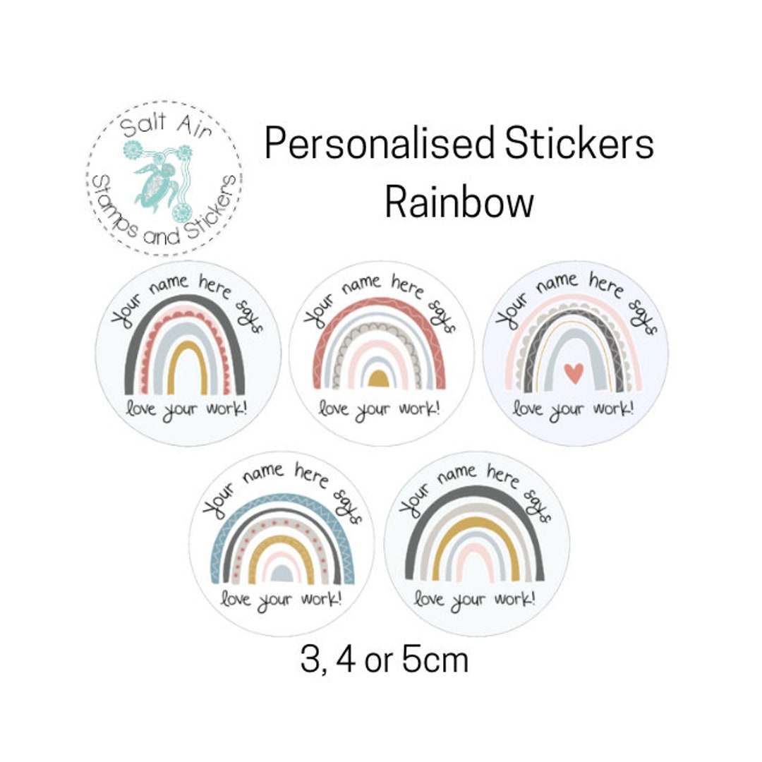 Personalised Merit Stickers Rainbow - Etsy Australia