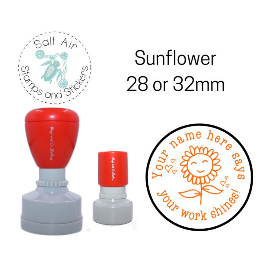 28 or 32mm Personalised Round Stamp Sunflower - Etsy Australia