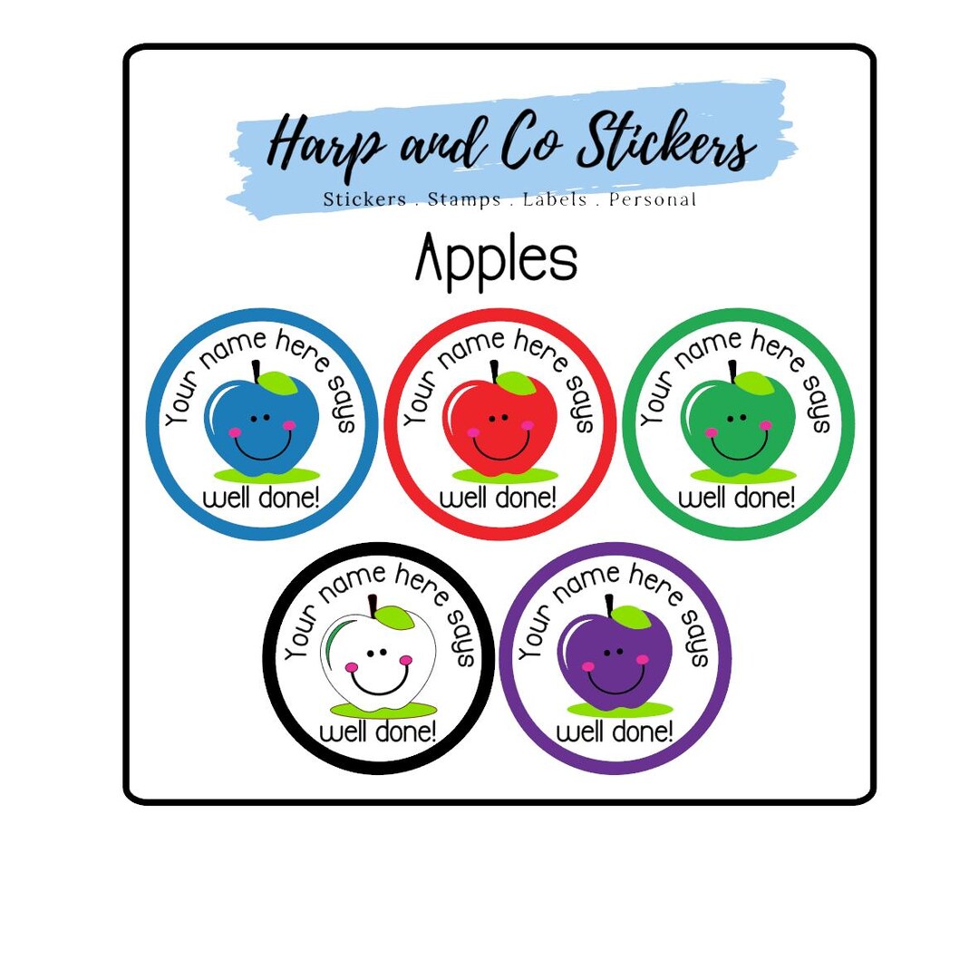 Personalised Merit Stickers - Apples - Etsy Australia