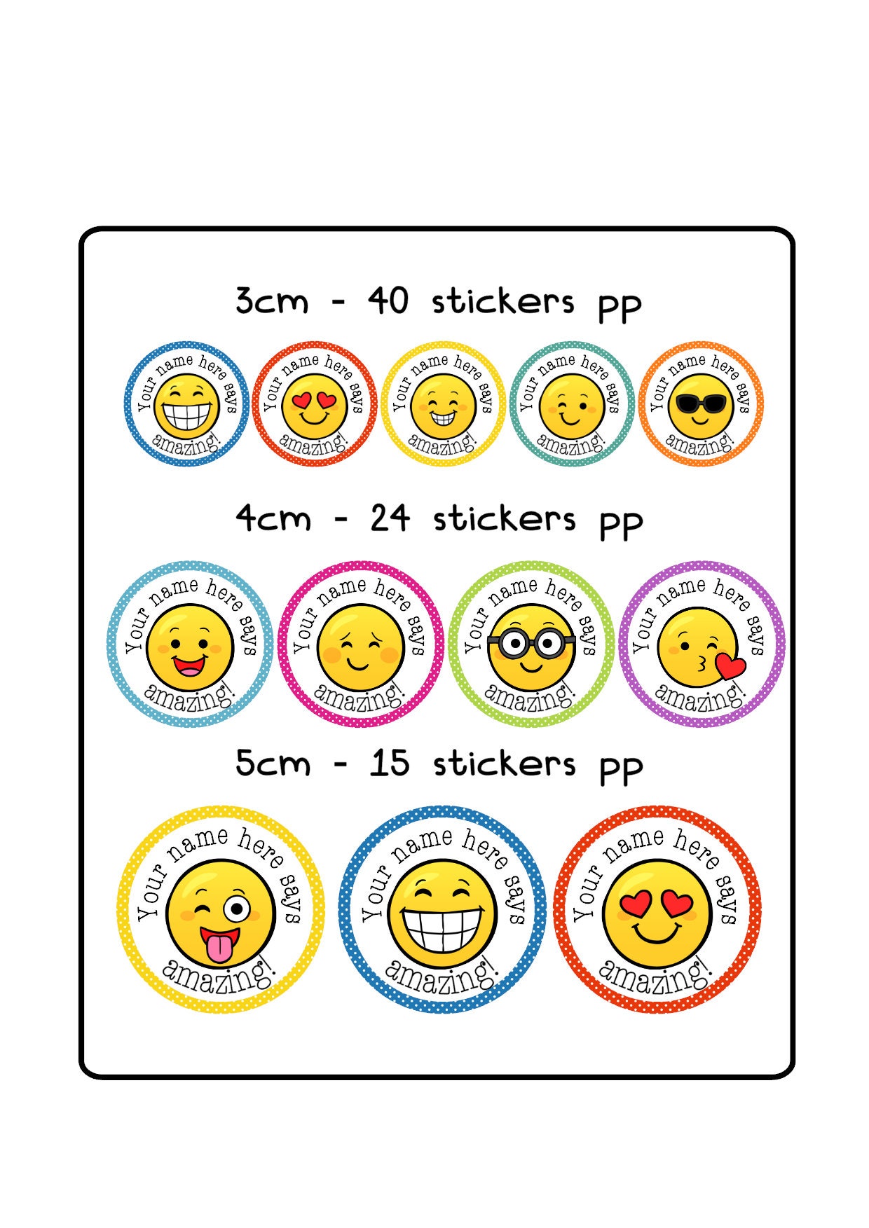Personalised Merit Stickers Cute Emoji - Etsy Australia
