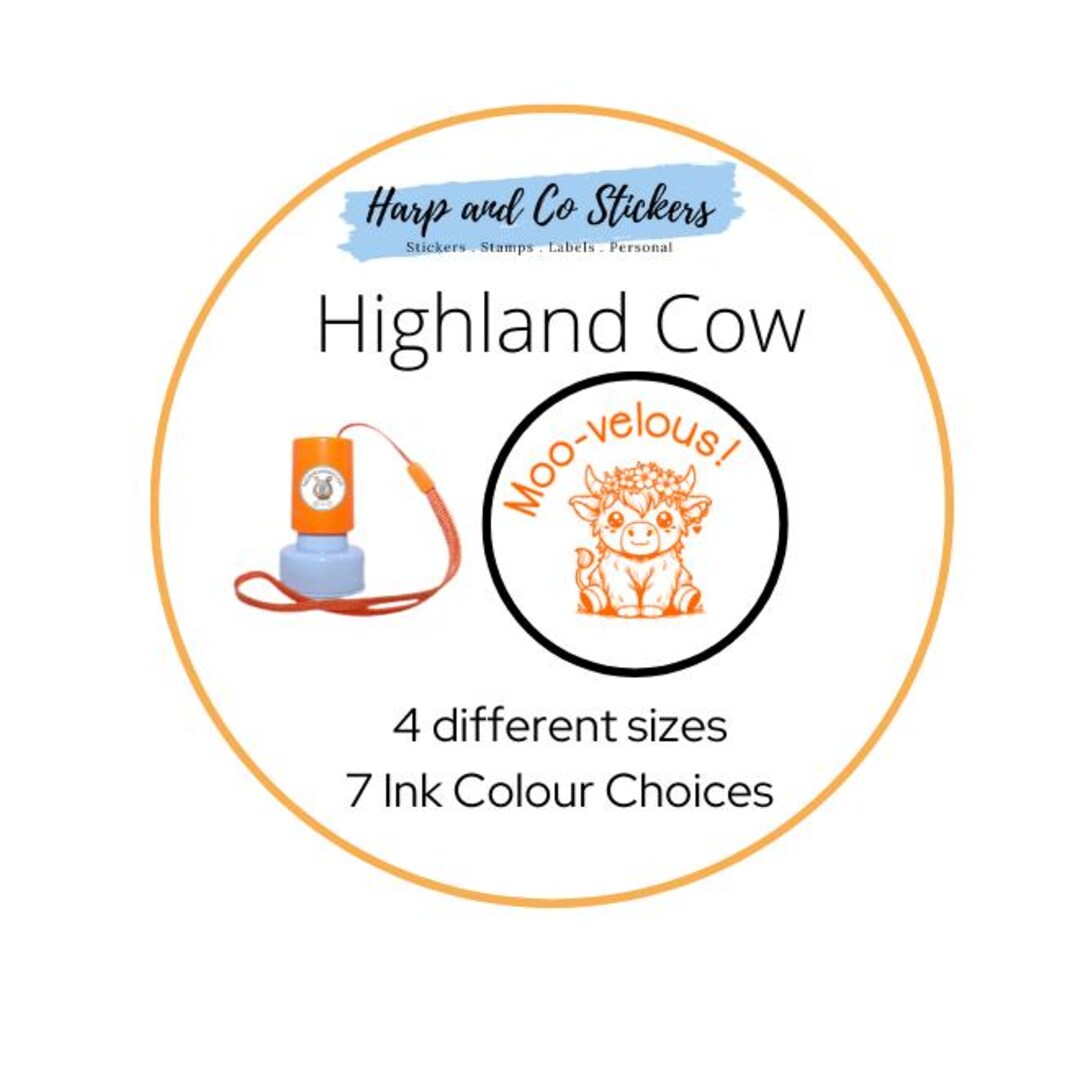 Round Stamp - Merit Highland Cow - Etsy Australia