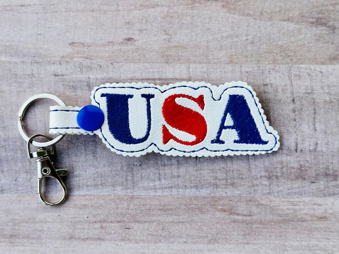 USA Pride: Handcrafted Embroidered Keychain - Showcase Your Love for ...