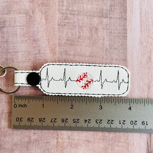 Personalized Embroidered Baseball Keychain With Heart-bit Design ...
