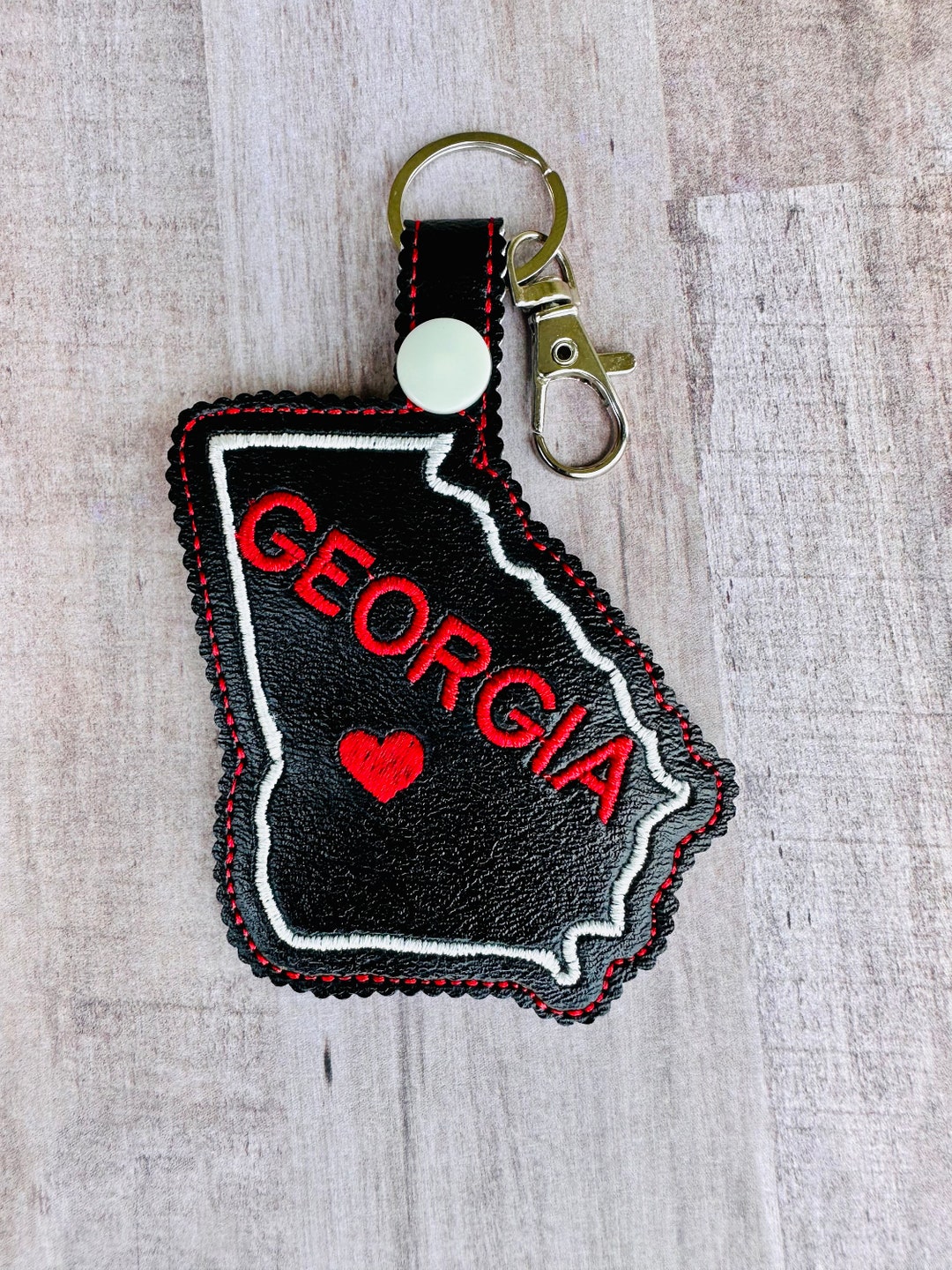 Embroidered Georgia Keychain: State Pride Souvenir - Etsy