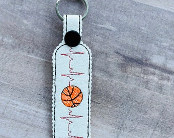 Personalized Embroidered Baseball Keychain With Heart-bit Design Custom ...