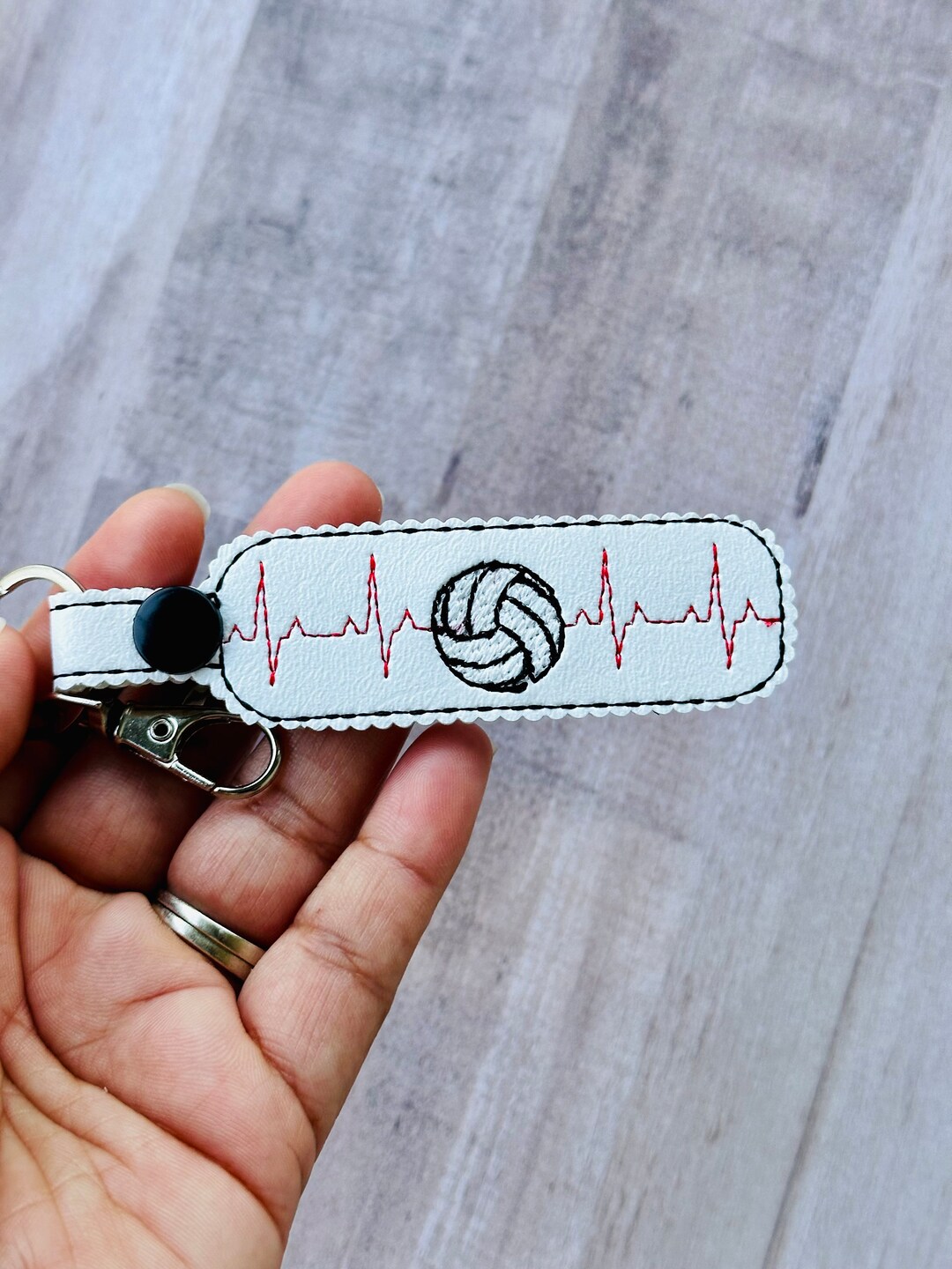 Personalized Embroidered Volleyball Keychain With Heart-bit Detail ...