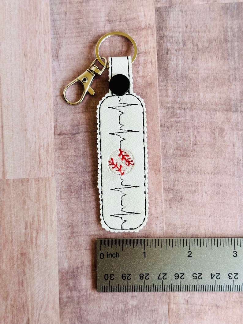 Personalized Embroidered Baseball Keychain With Heart-bit Design ...