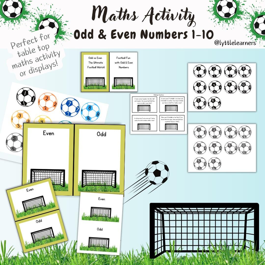 Football Odd and Even Number Activity | Printable Maths Game | EYFS KS1 ...