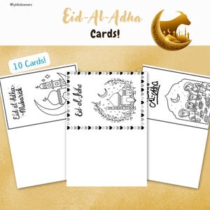 Eid Al-adha Colouring Cards for Kids – 10 Printable Islamic Greeting ...