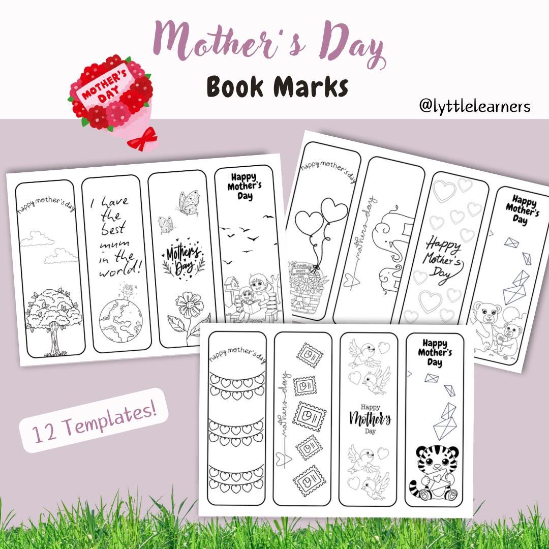 Printable Mother’s Day Bookmark Templates – 12 Cute Designs | DIY Gift ...