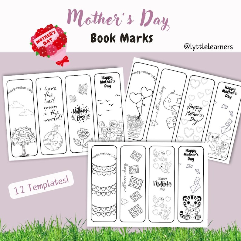 Printable Mother's Day Bookmark Templates – Kids' DIY Gift (digital ...