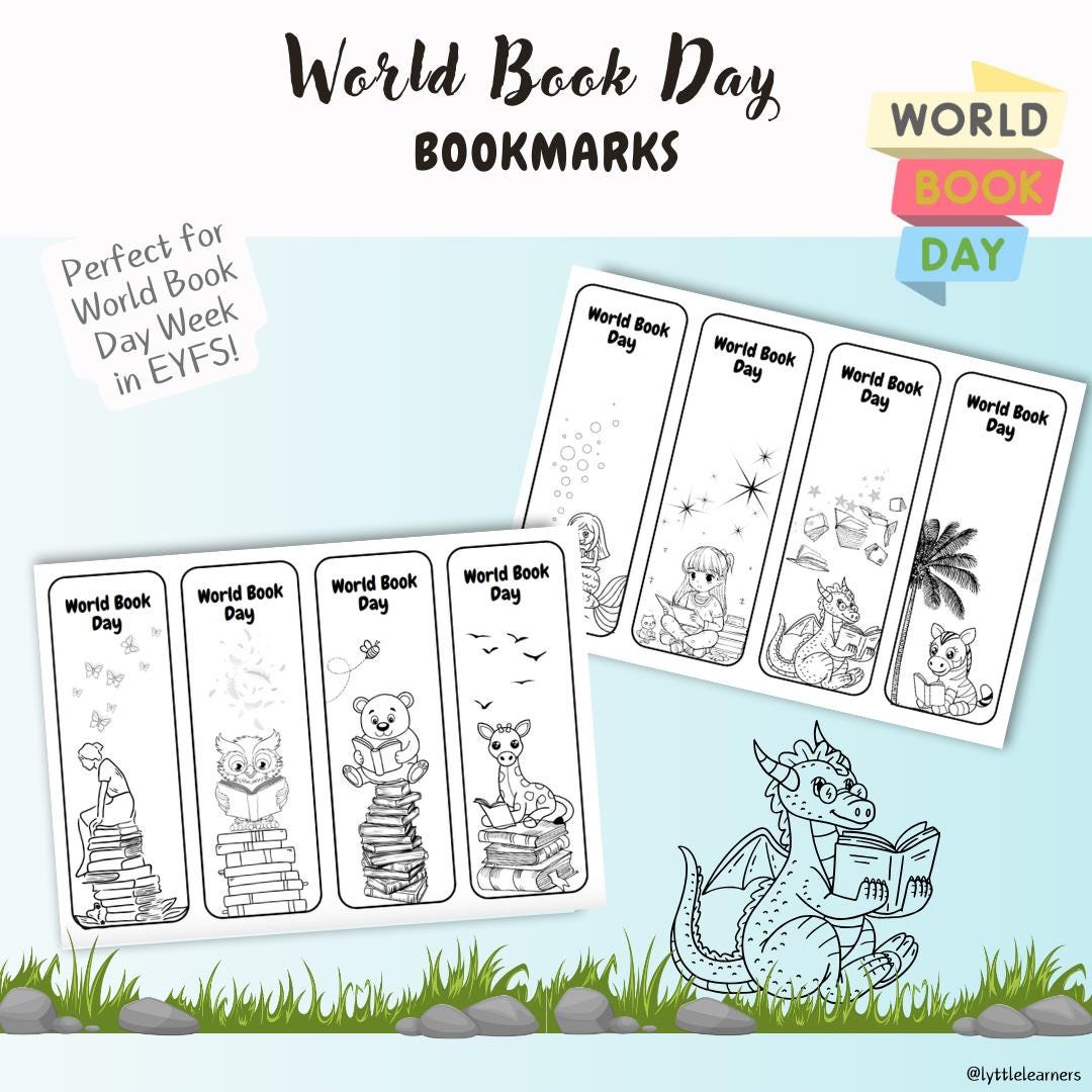 Printable World Book Day Bookmarks | EYFS & KS1 Colouring Bookmarks ...