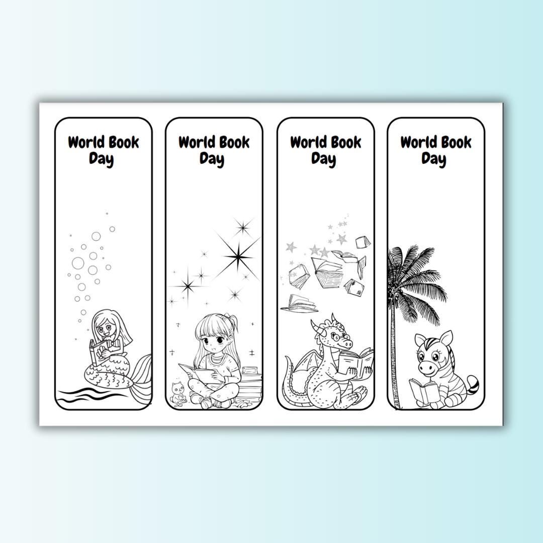 Printable World Book Day Bookmarks | EYFS & KS1 Colouring Bookmarks ...