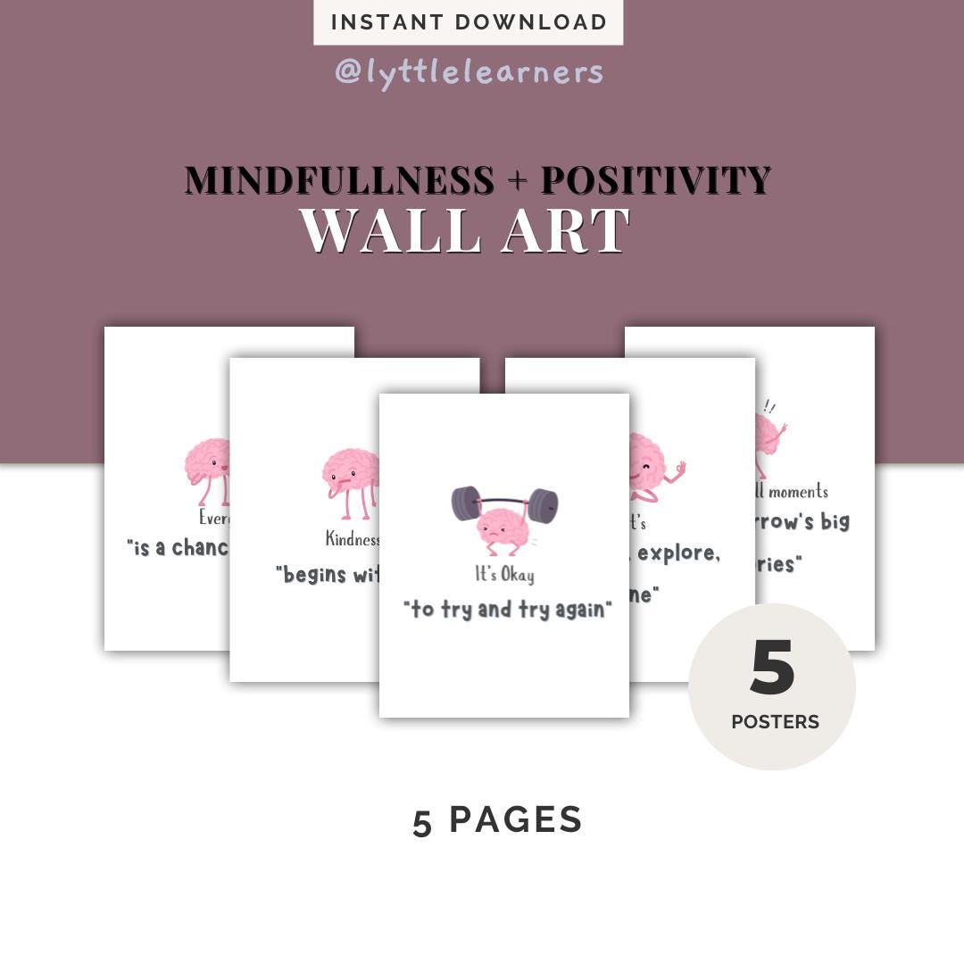 Mindfulness and Positivity Printable Boho Classroom Decor Calm Down ...