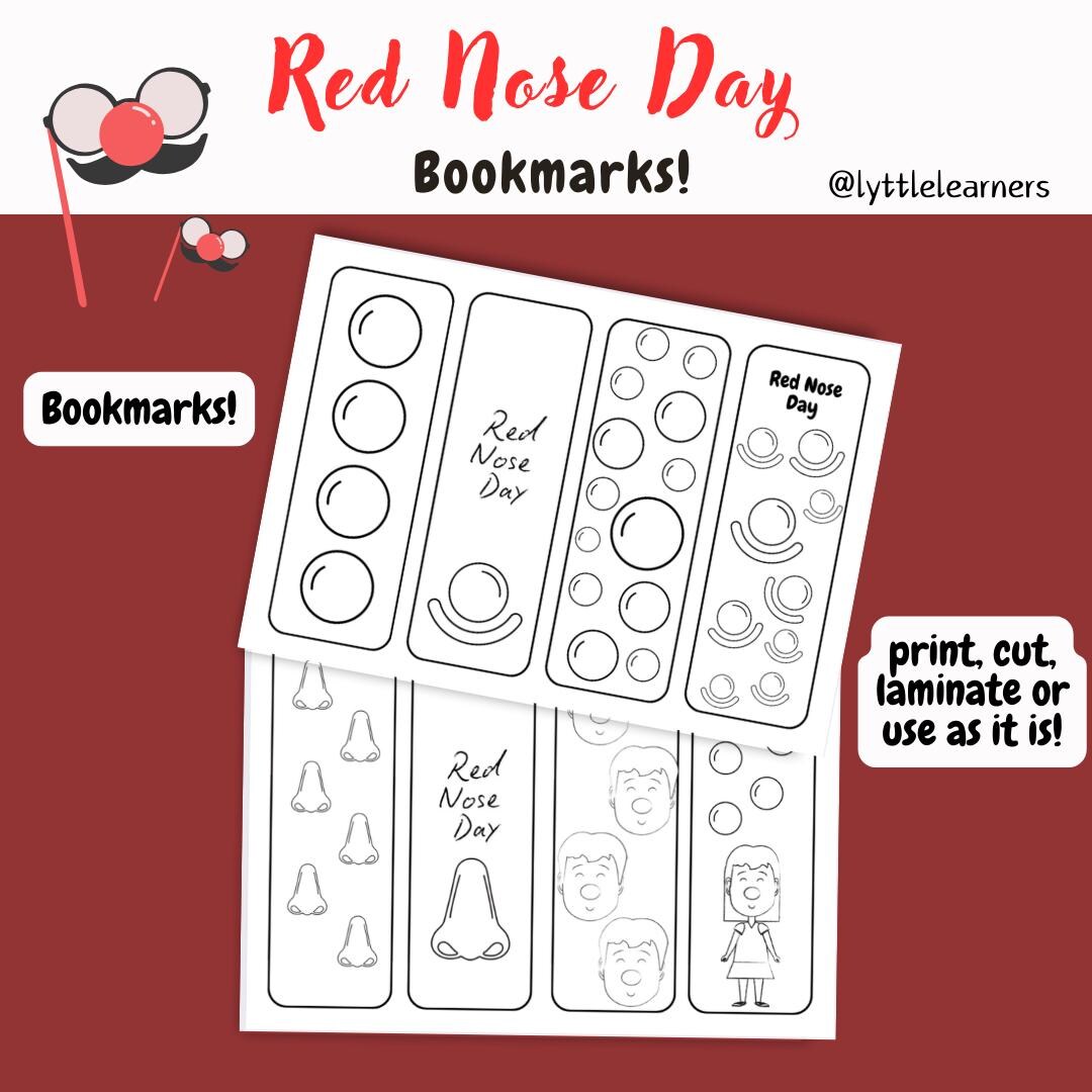 Red Nose Day Bookmarks – Printable Comic Relief Bookmarks – Fun Reading ...
