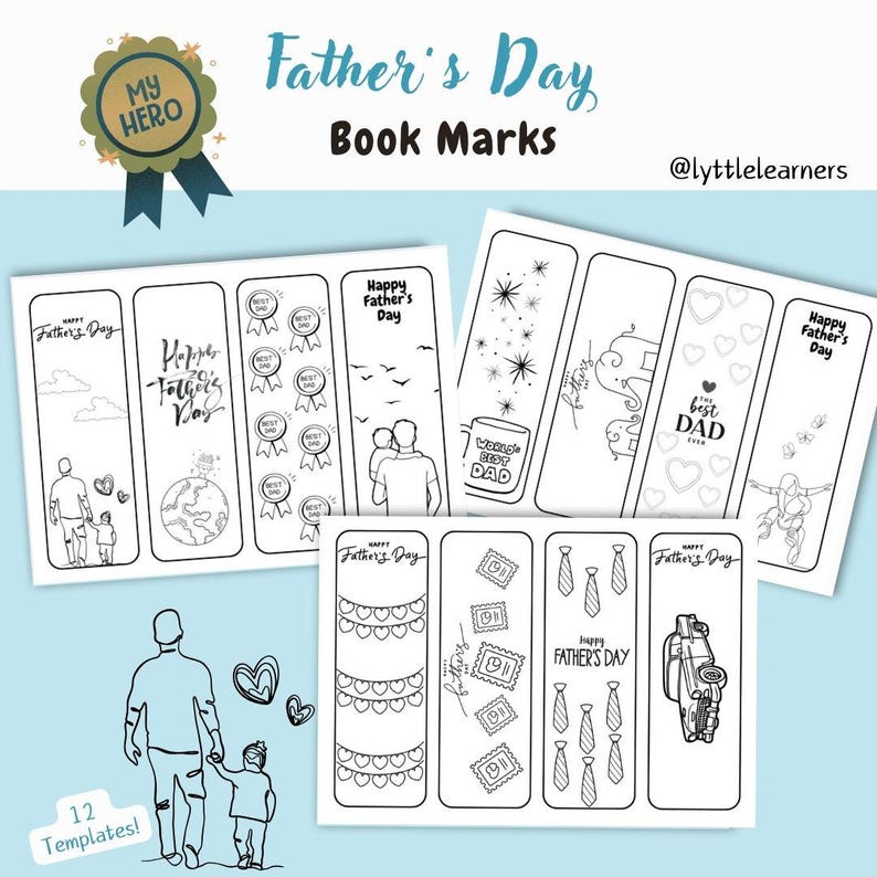 Father’s Day Bookmarks to Colour | Printable Craft for EYFS & KS1 | 12 ...