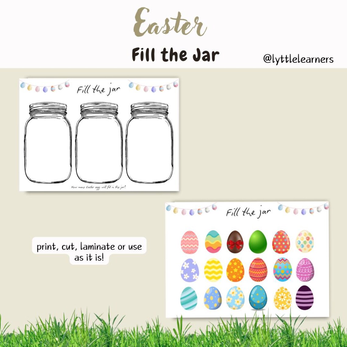 Easter Fill the Jars Activity | Fine Motor & Counting Game | Printable ...