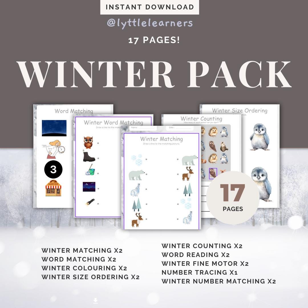 17 Winter Printable Activity Bundle Digital - Etsy