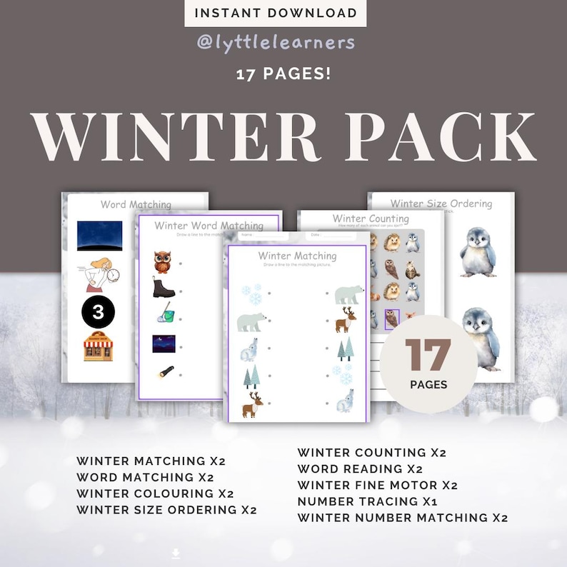 17 Winter Printable Activity Bundle - Digital - - Etsy