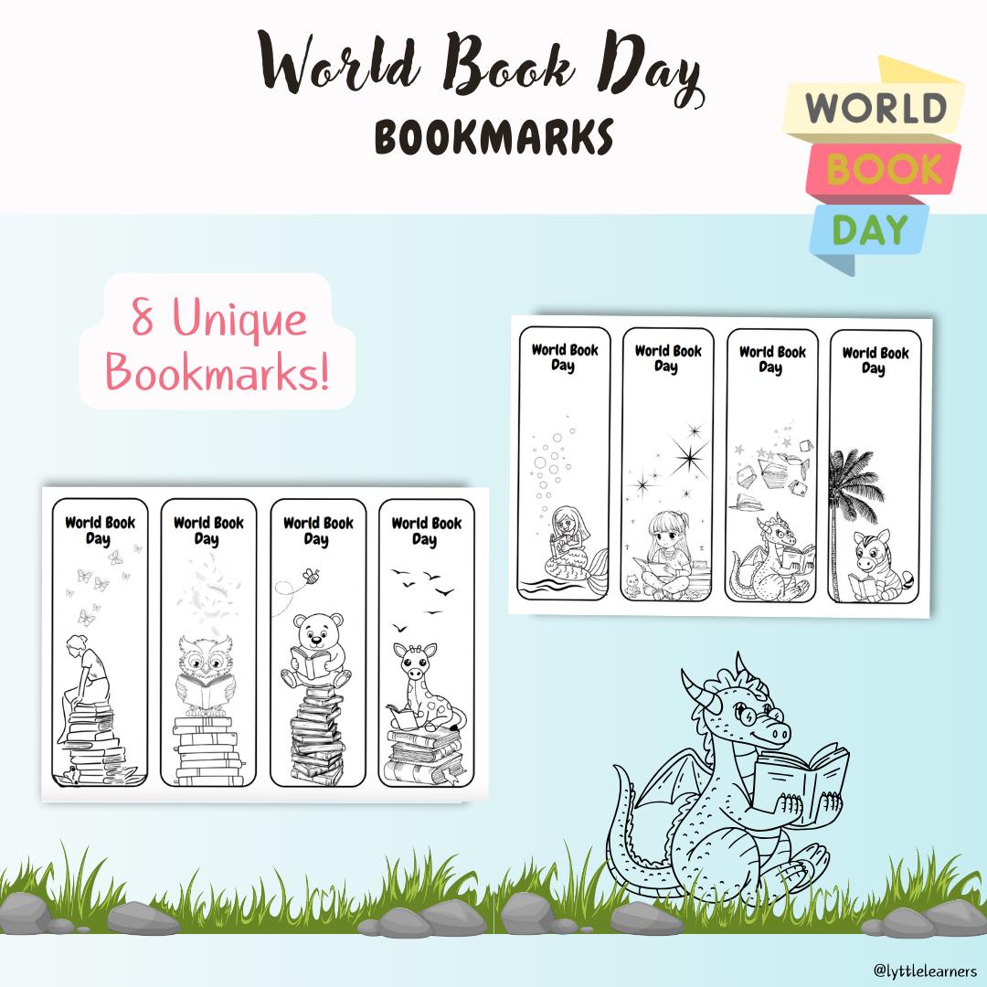 Printable World Book Day Bookmarks | EYFS & KS1 Colouring Bookmarks ...