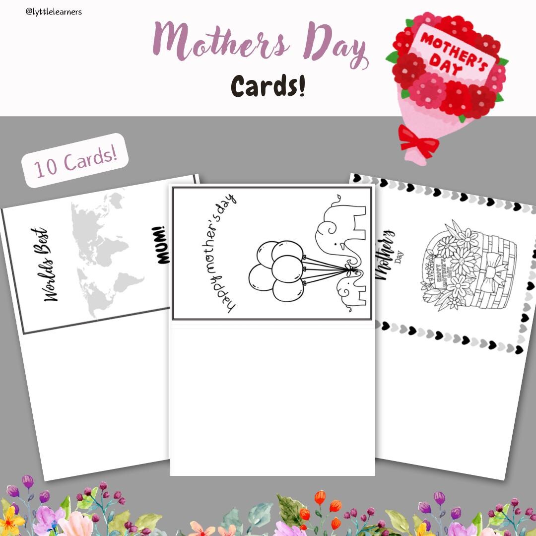 10 Printable Mother's Day Card Templates for Kids – Black - White ...