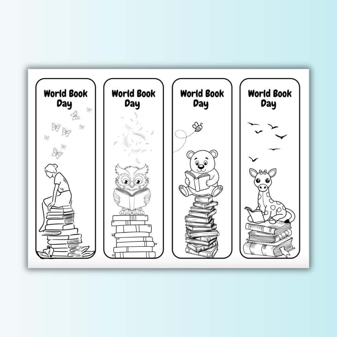 Printable World Book Day Bookmarks | EYFS & KS1 Colouring Bookmarks ...