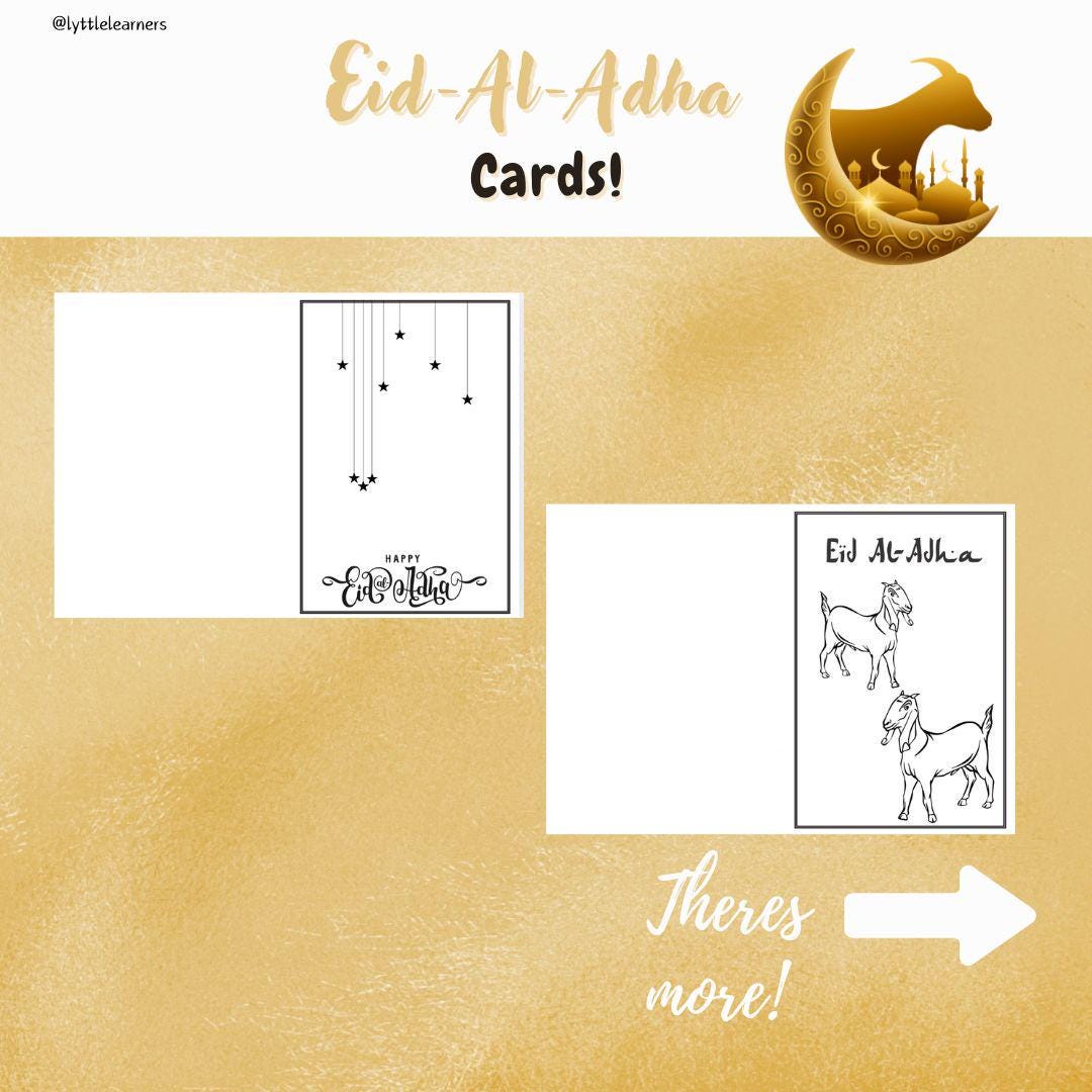 Eid Al-adha Colouring Cards for Kids – 10 Printable Islamic Greeting ...