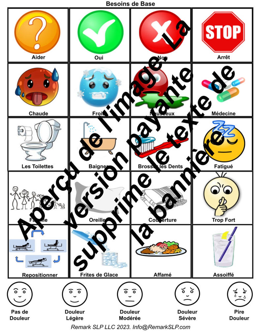 Basic Needs Communication Board (french) - Etsy