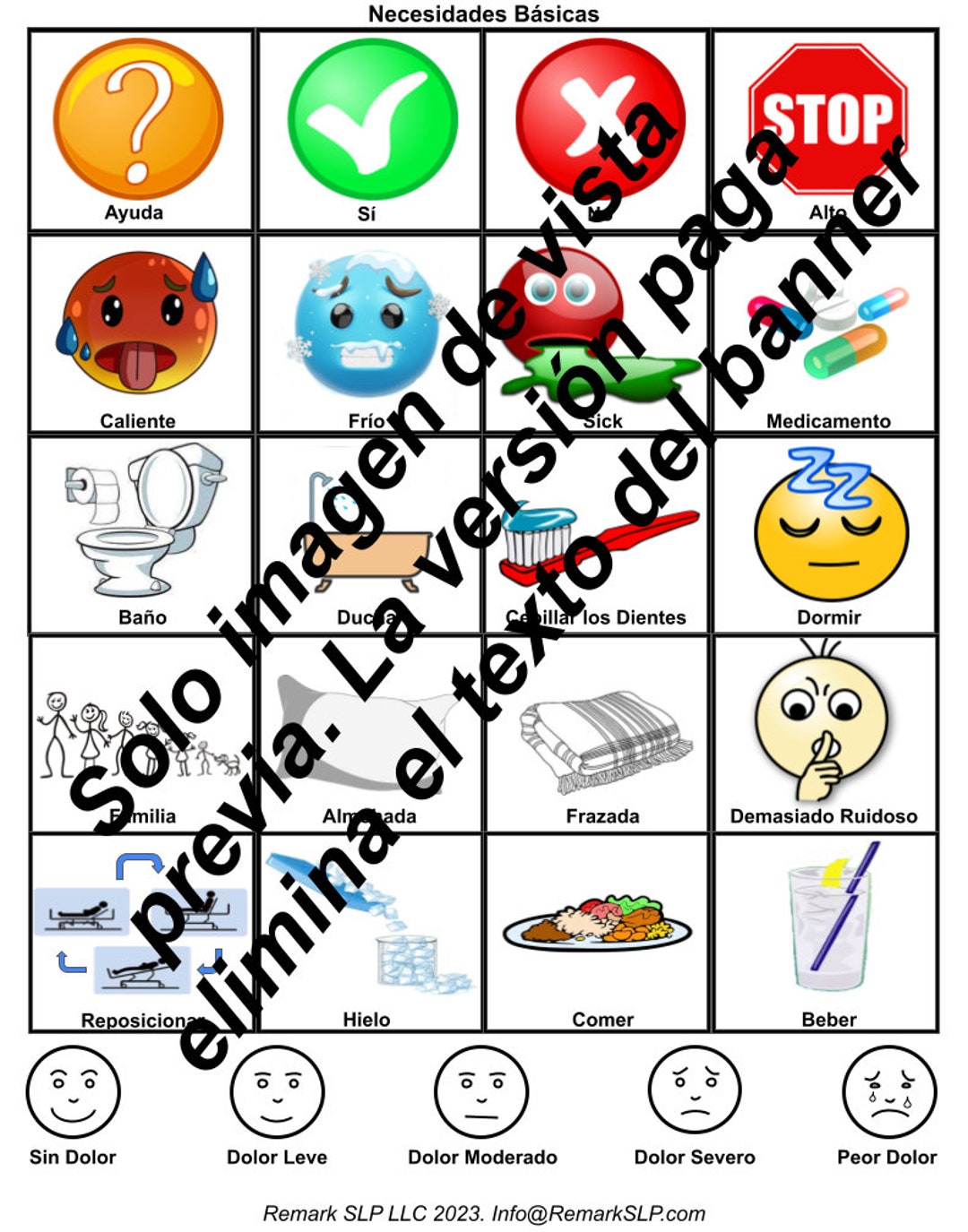 Basic Needs Communication Board (spanish) - Etsy
