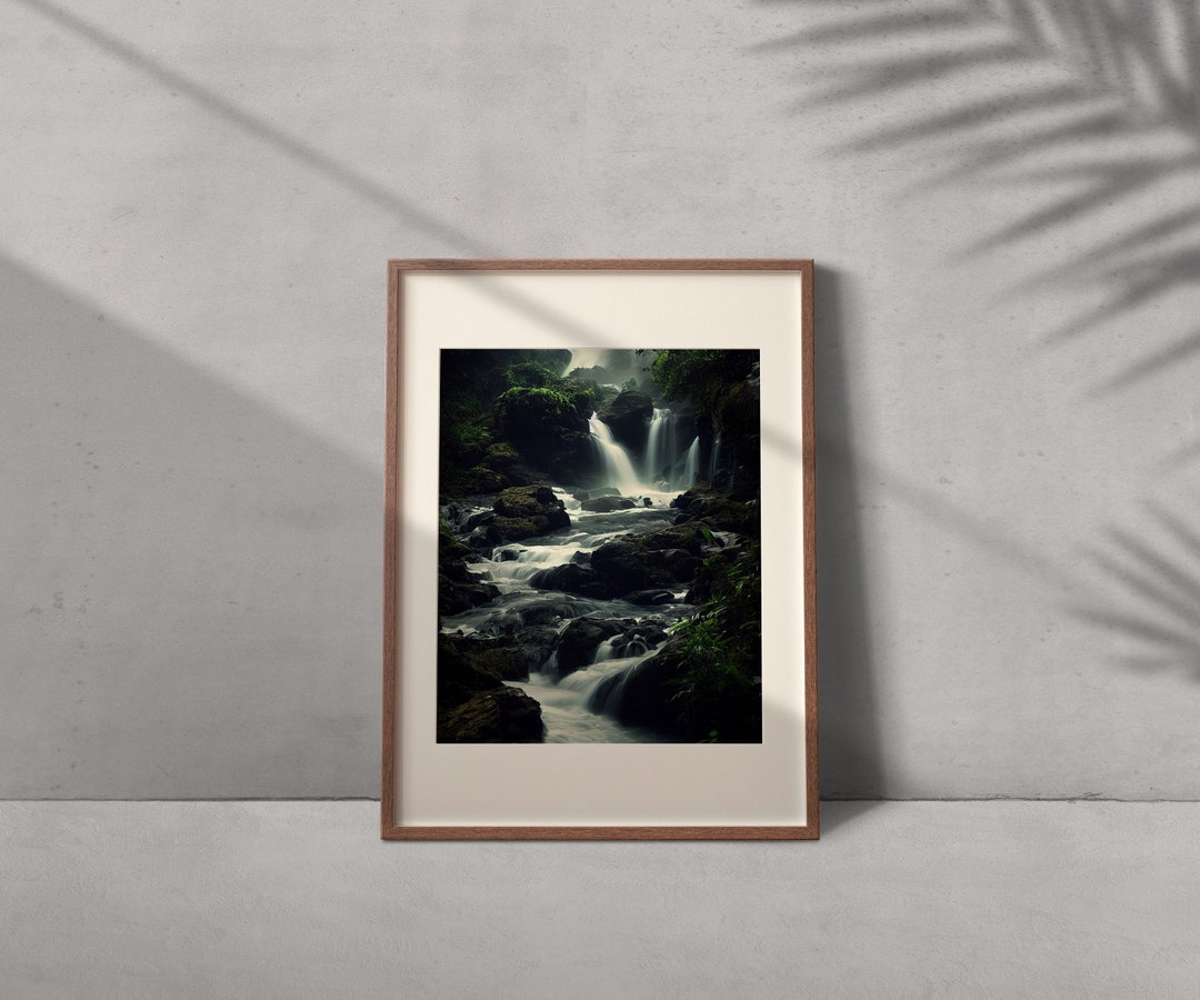 Moody Waterfall Fictional Landscape Painting | PRINTABLE Digital ...