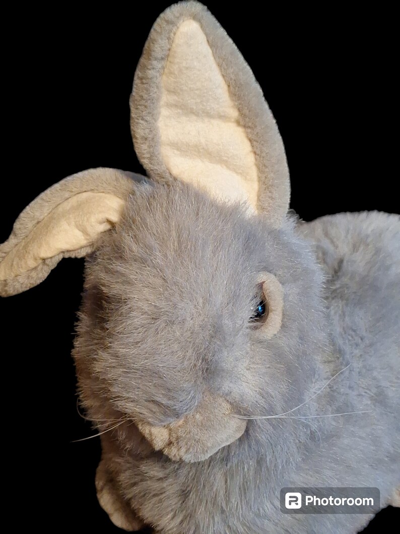 Vintage Stuffed Grey Bunny Rabbit Plush Toy Stuffed Animal Easter Bunny ...