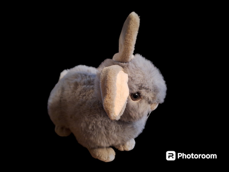 Vintage Stuffed Grey Bunny Rabbit Plush Toy Stuffed Animal Easter Bunny ...