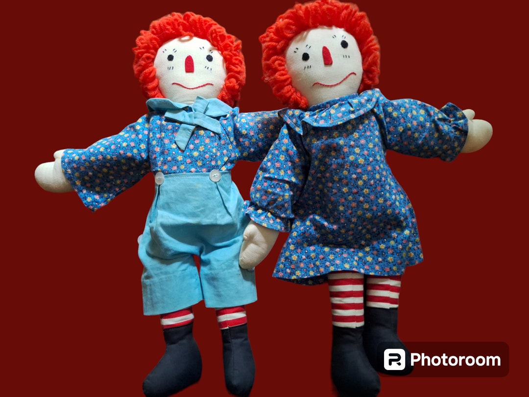 Pair of Vintage 1970s 1980s Ragged Ann and Raggedy Andy Dolls Pair 16 ...