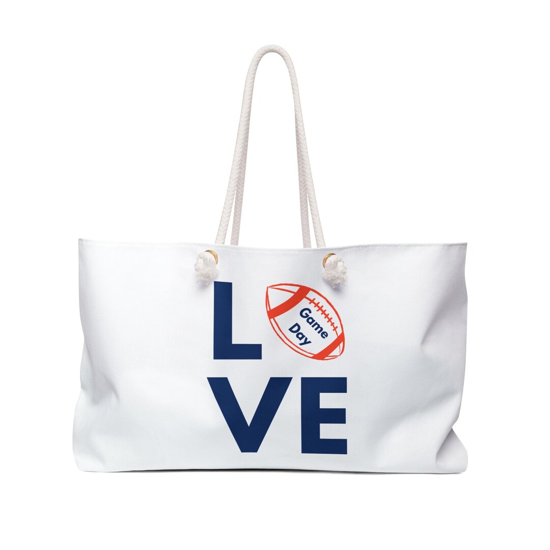 Navy and Orange Weekender Bag - Tailgates and Touchdowns - Etsy