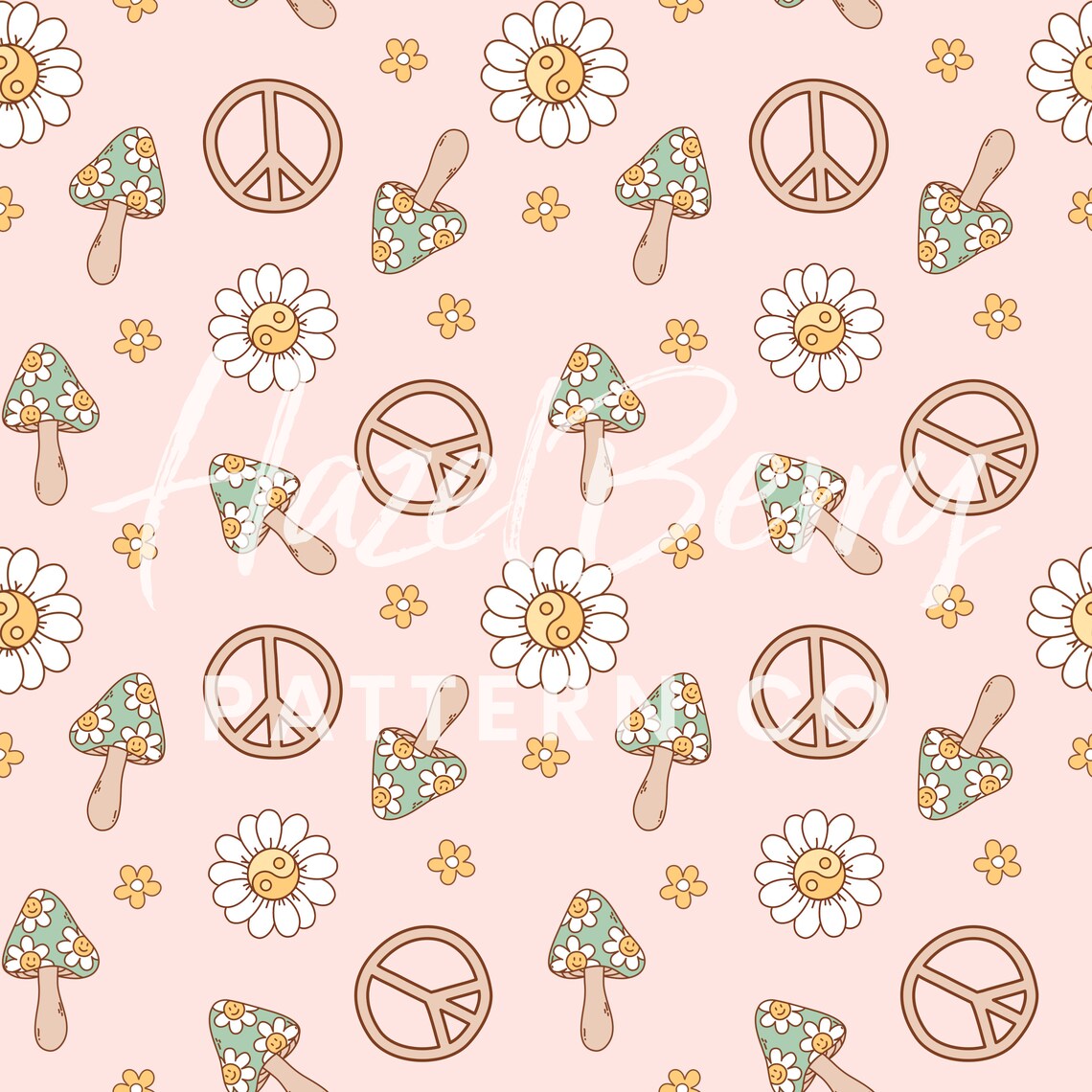 Boho Daisy Seamless Pattern/ Digital Download/ Groovy Seamless - Etsy